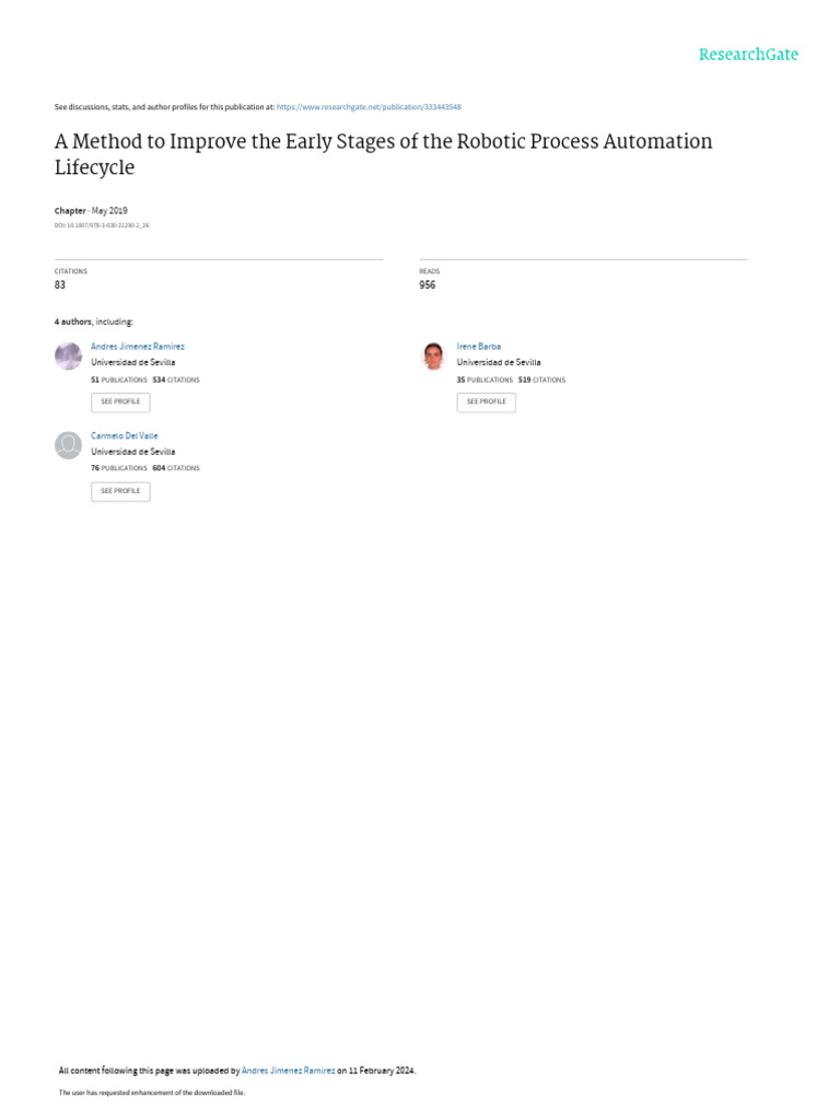 A Method To Improve The Early Stages of The Robotic Process Automation Lifecycle | PDF ...