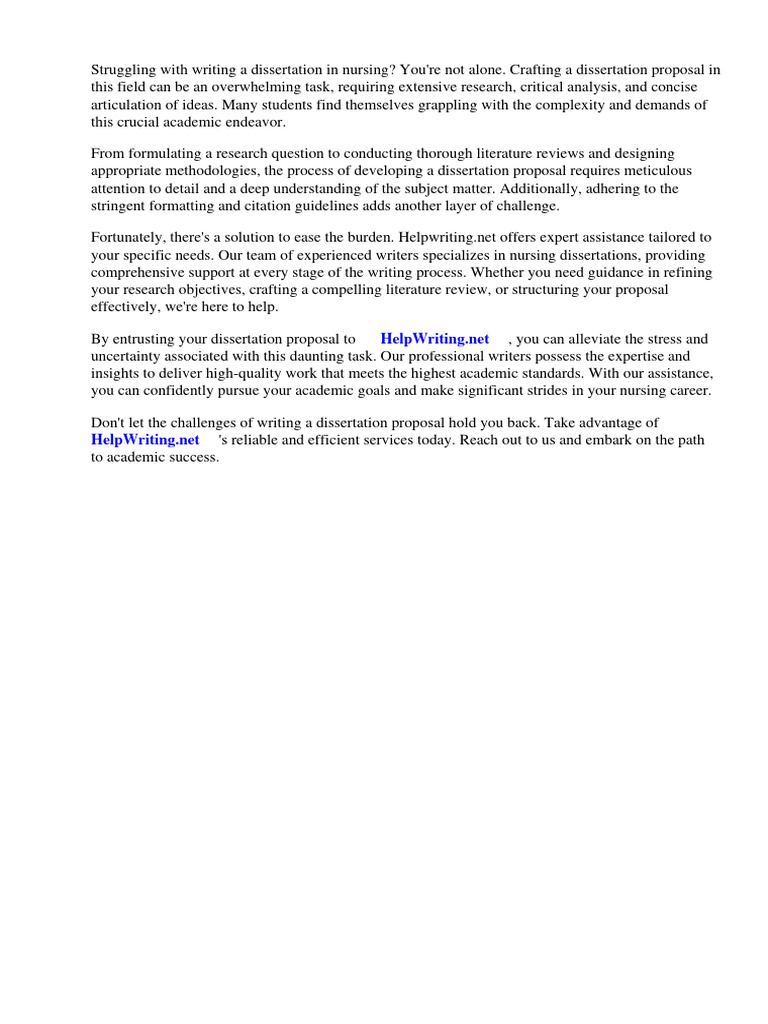 Examples of Dissertation Proposals in Nursing | PDF | Thesis | Nursing