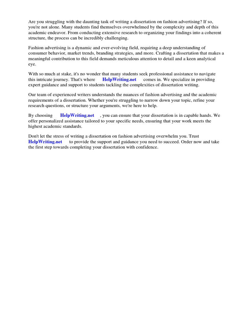 Fashion Advertising Dissertation Topics | PDF