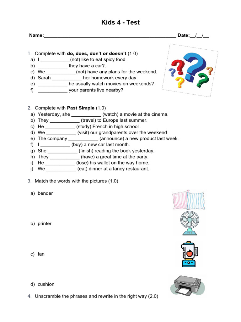 Kids 4 - Test | PDF | Oceans | Physical Oceanography