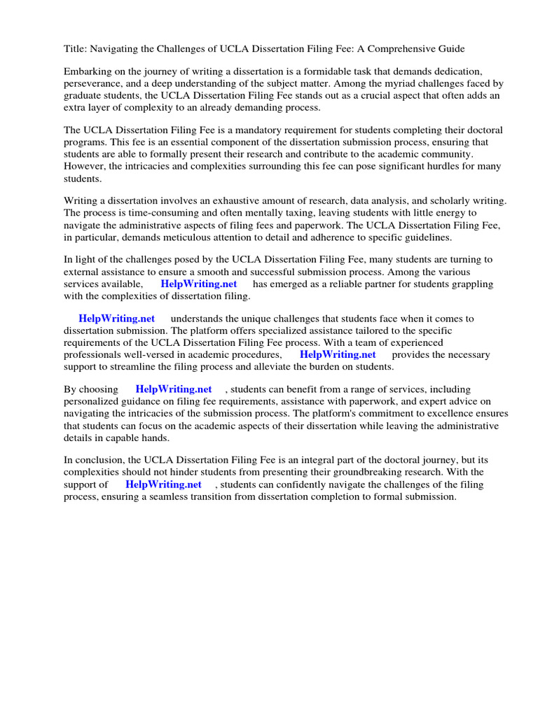 Ucla Dissertation Filing Fee | PDF | Thesis | Sat