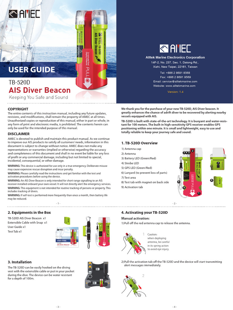 AMEC AIS Diver Beacon TB-520D | PDF | Light Emitting Diode | Global ...