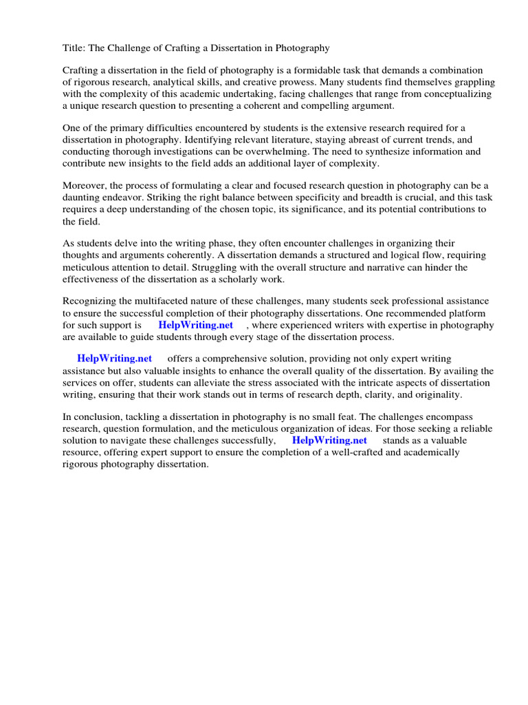 Dissertation Photography | PDF | Thesis | Photograph