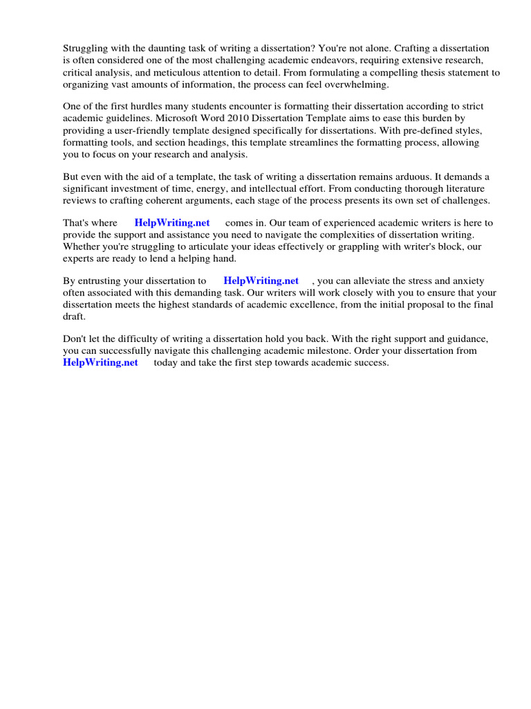 Microsoft Word 2010 Dissertation Template | PDF | Thesis | Page Layout