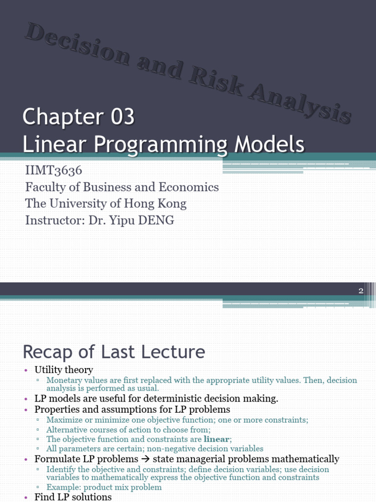 Linear Programming for Business Students | PDF | Mathematical ...