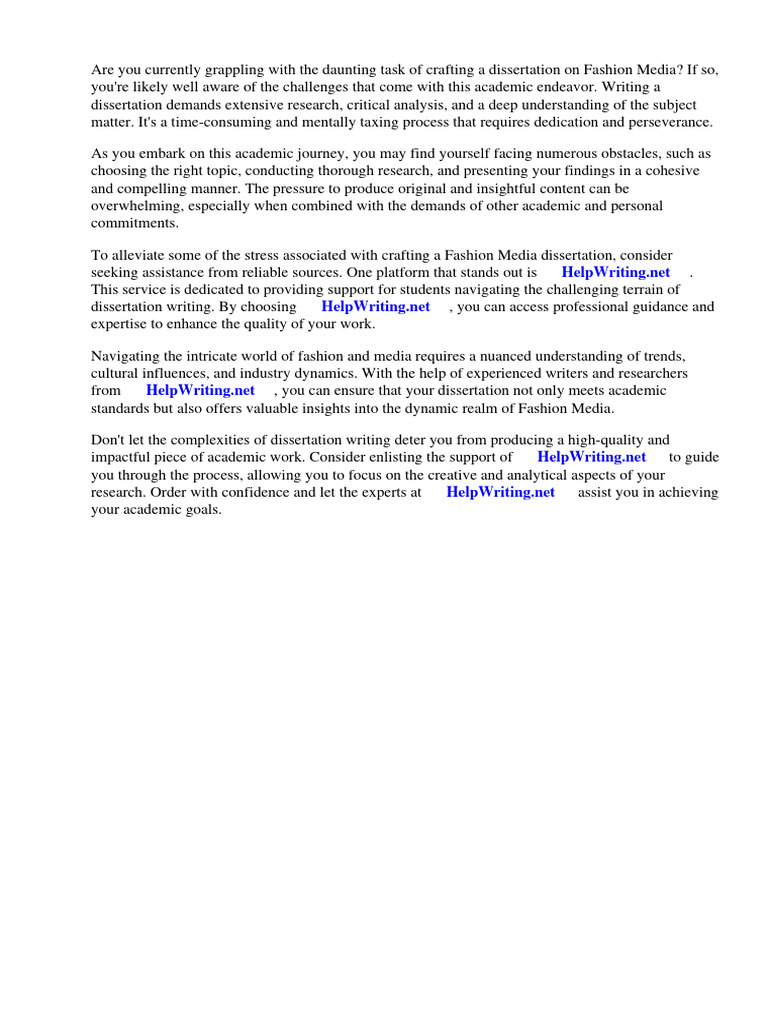 Fashion Media Dissertation Ideas | PDF | Fashion | Thesis