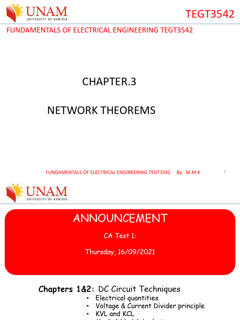 Chapter 3-2021 (Circuit Theorems) | Download Free PDF | Electrical Network | Network Analysis ...