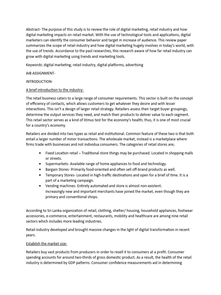 ASSIGNMENT | PDF | Retail | Search Engine Optimization