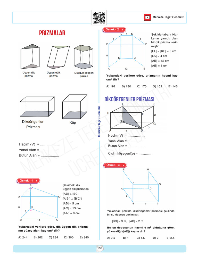 Katıcisimler Prizmalar Küp Dikdörtgenler Prizması PDF | PDF