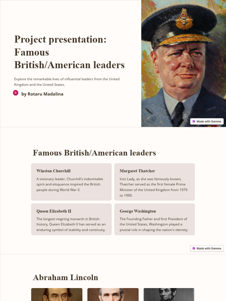 Project Presentation Famous BritishAmerican Leaders | PDF | Martin ...