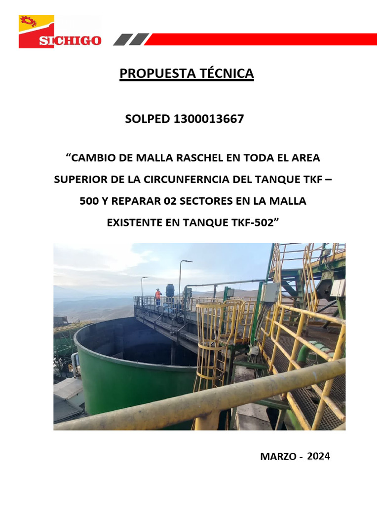 Propuesta Tecnica - Instalacion de Malla Raschel en Tanque Tkf-500 y Reparacion en Tanque Tkf ...