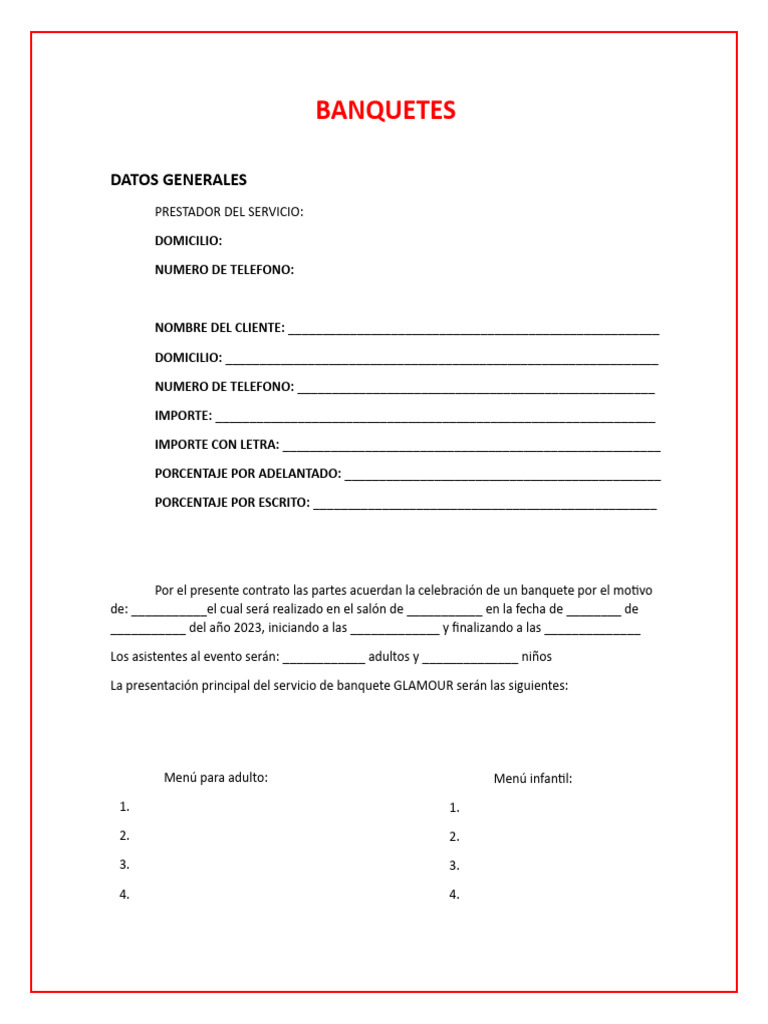 CONTRATO DE BANQUETES | PDF