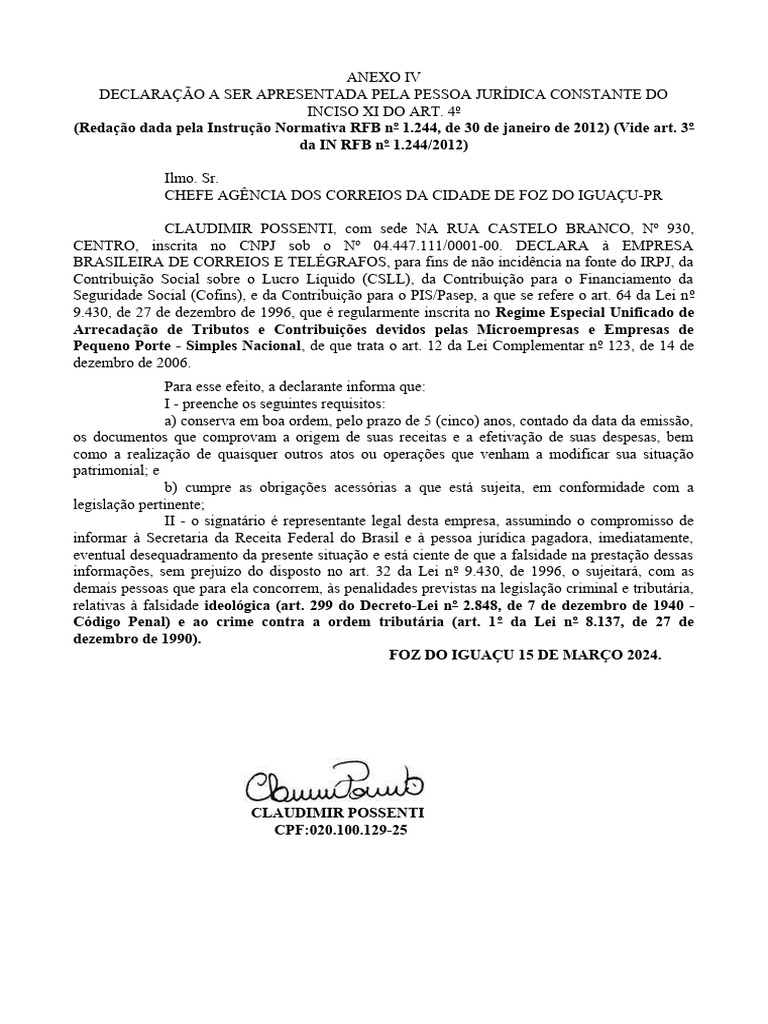 Carta Correio | PDF