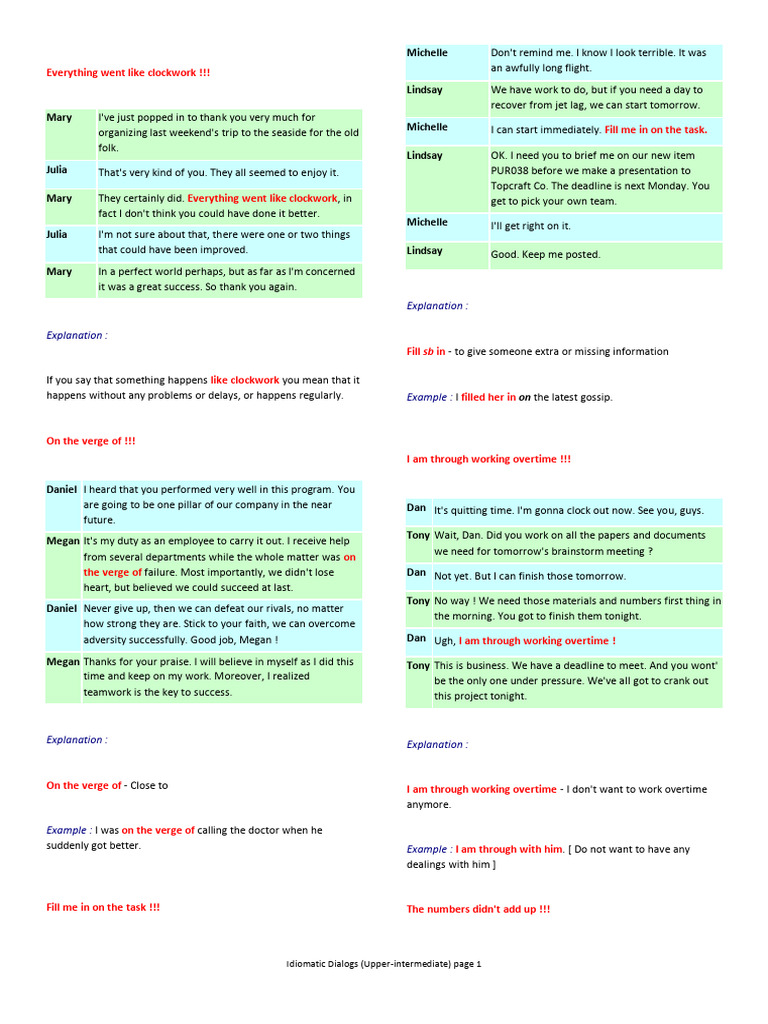 English Idiomatic Dialogs | PDF | Prices