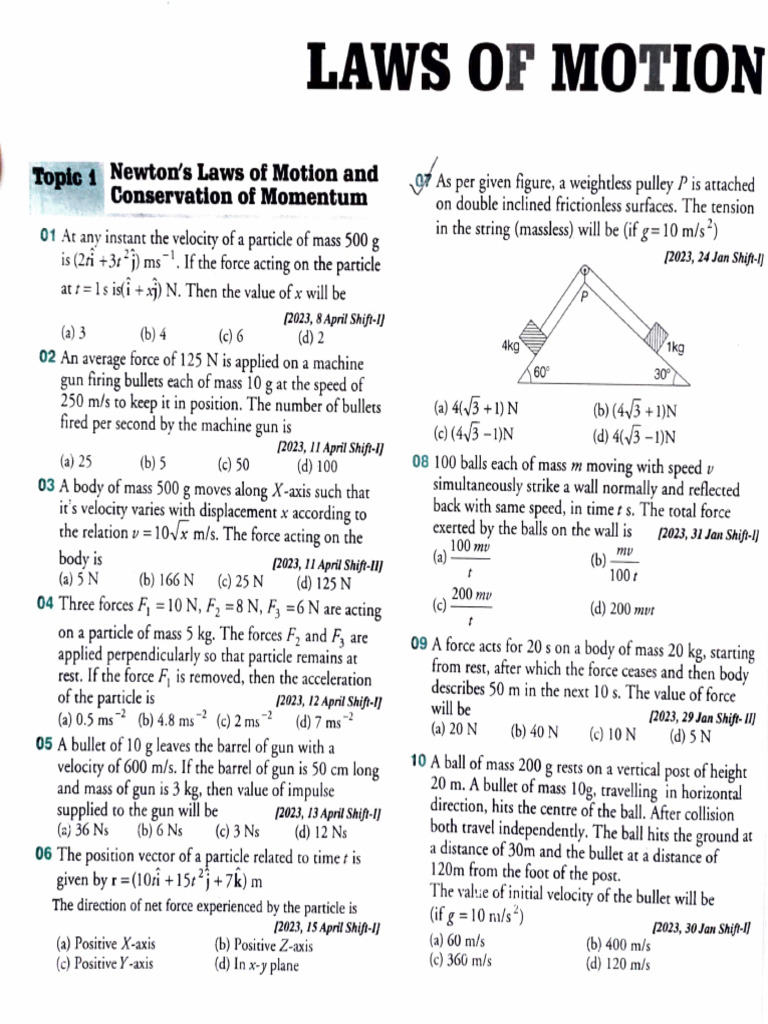 Laws of Motion Iit &neet | PDF | Force | Mass