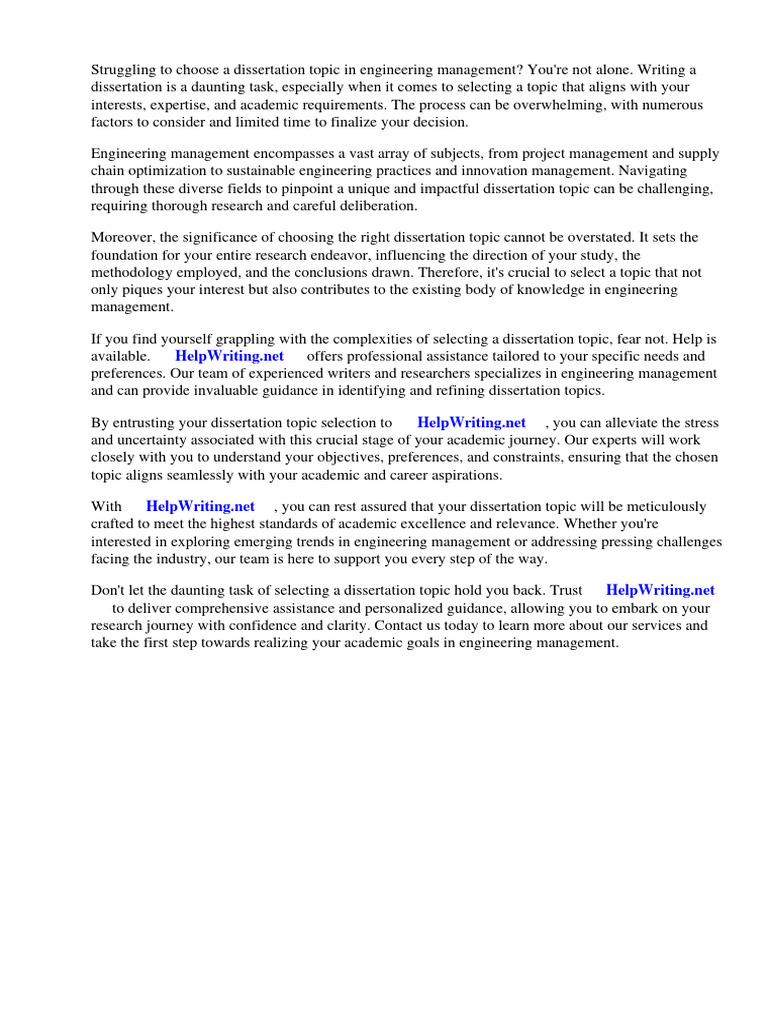 Dissertation Topics in Engineering Management | PDF | Engineering | Information System
