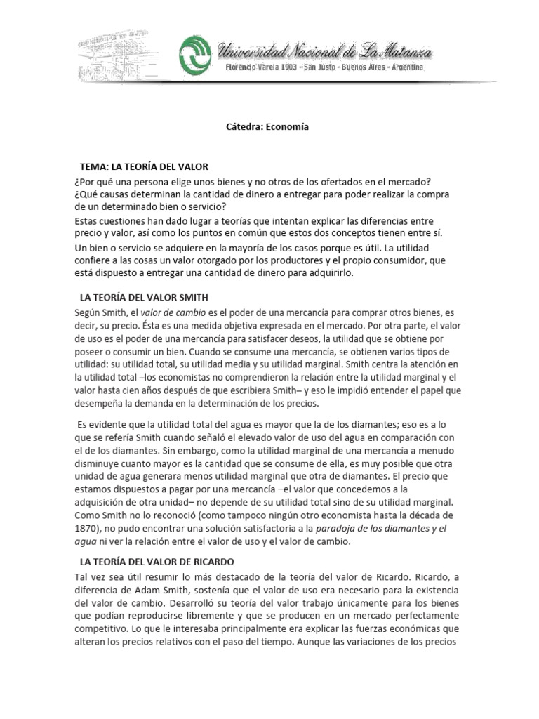 LA TEORÍA DEL VALOR 2018 | PDF | Utilidad marginal | Precios LA TEORÍA DEL VALOR 2018 | PDF | Utilidad marginal | Precios