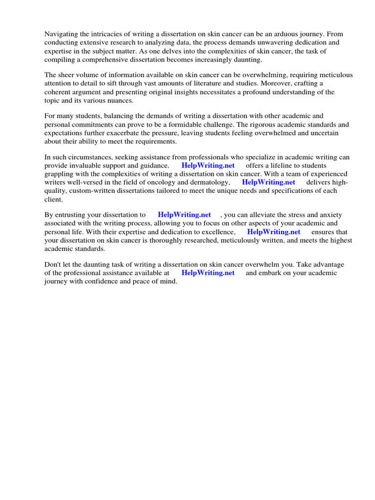 Skin Cancer Dissertation | PDF | Melanoma | Cancer
