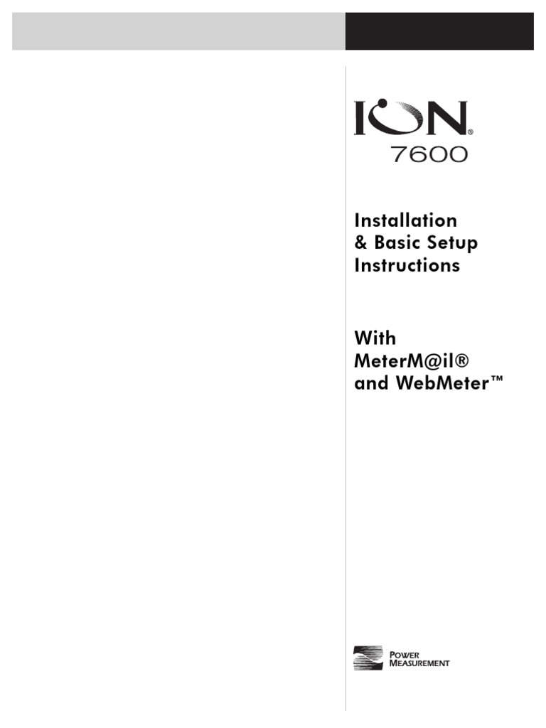 PowerLogic ION 7600 Installation and Basic Setup Manual 062002 ...
