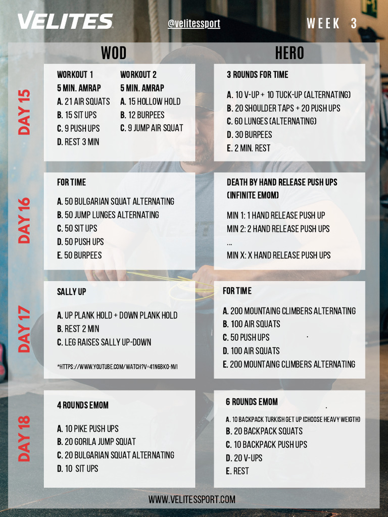 Week 3 Workout Plan: AMRAP & EMOM | PDF | Sports Science | Physical ...