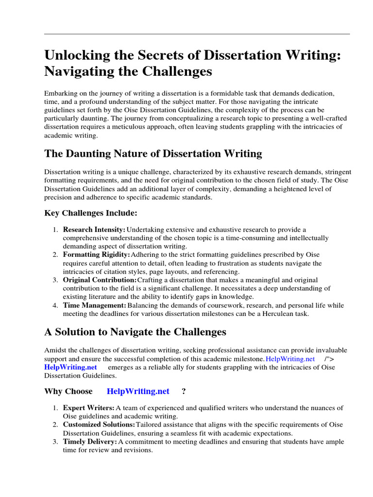 Oise Dissertation Guidelines | PDF | Thesis | Doctorate