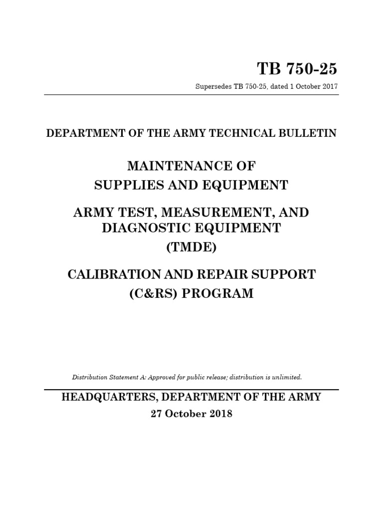TMDE Calibration and Repair Support Guide | PDF | Calibration | Metrology