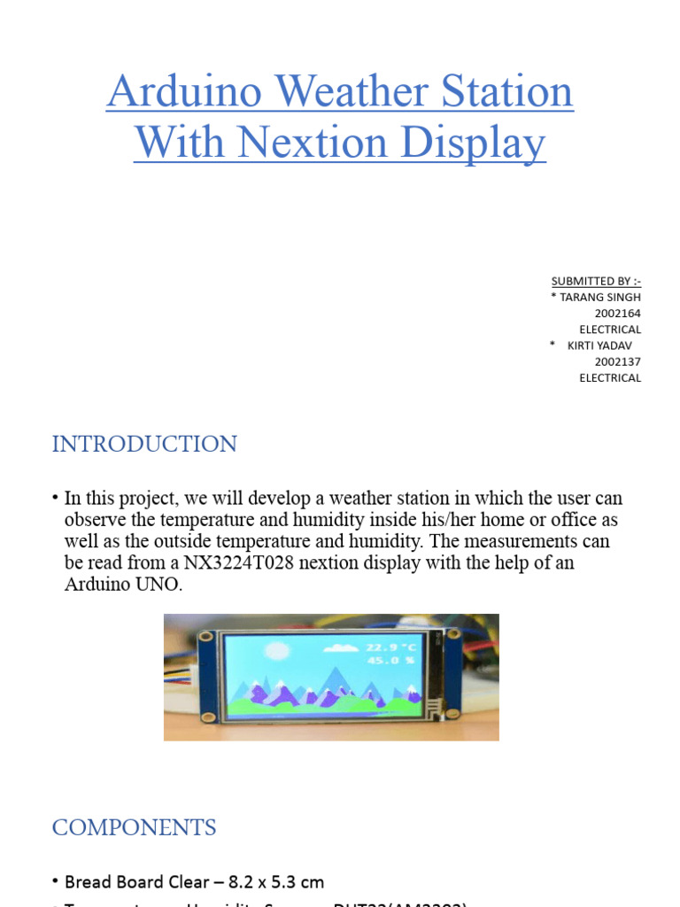 Arduino Weather Station With Nextion Display | PDF Arduino Weather Station With Nextion Display | PDF