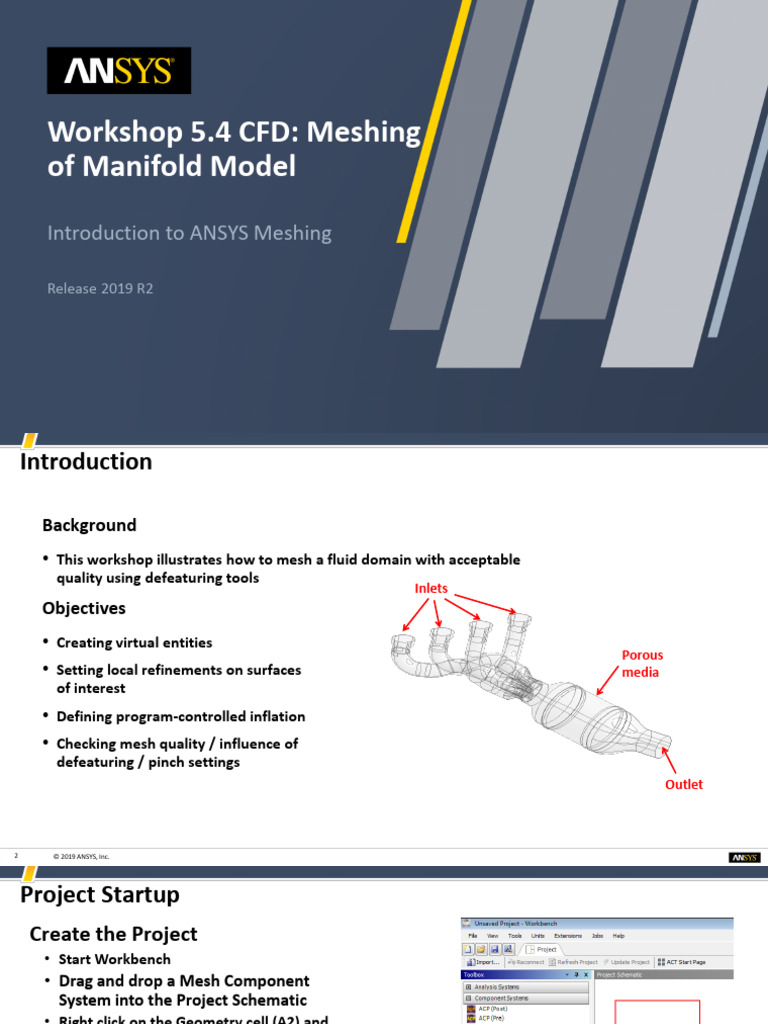 Mesh-Intro 19R2 WS5.4 CFD Workshop Instructions Manifold | PDF | Geometry