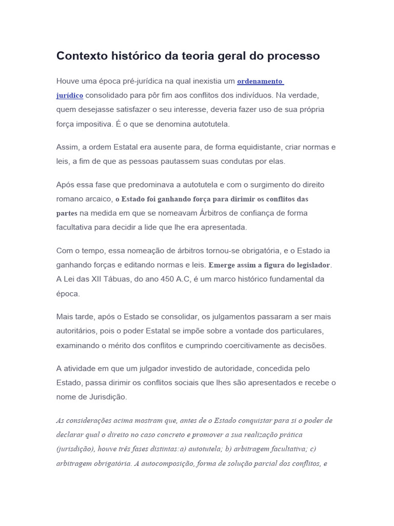 O Que é Teoria Geral Do Processo Pdf Arbitragem Estado
