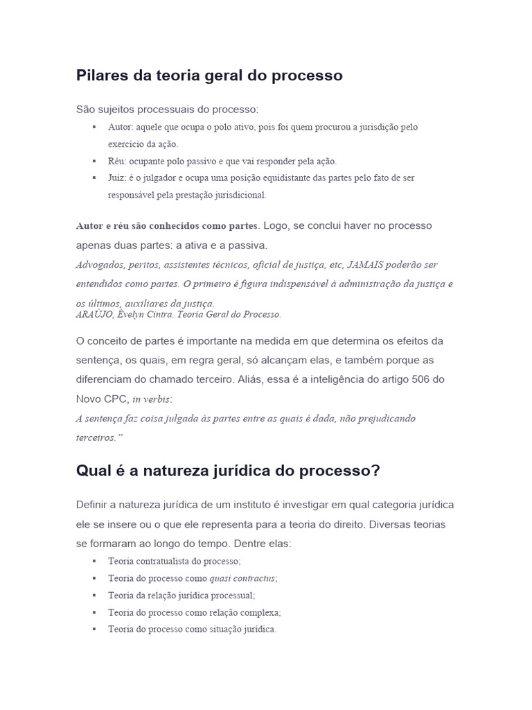 Pilares Da Teoria Geral Do Processo Download Grátis Pdf Direito