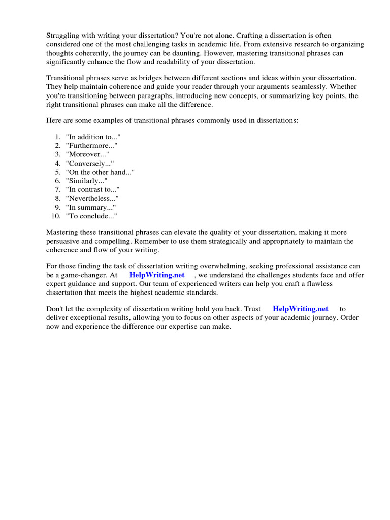 Exemple de Phrase de Transition Pour Une Dissertation | PDF | Thesis ...