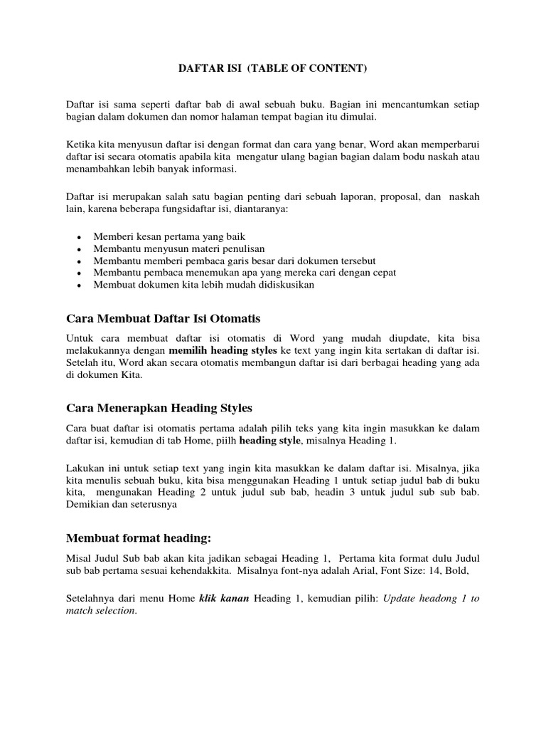 Materi 2 - Table of Content | PDF