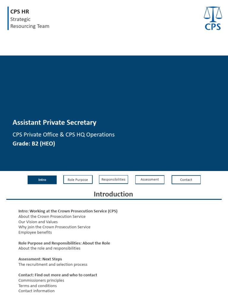 Assistant Private Secretary Role at CPS | PDF | Pension | Employment