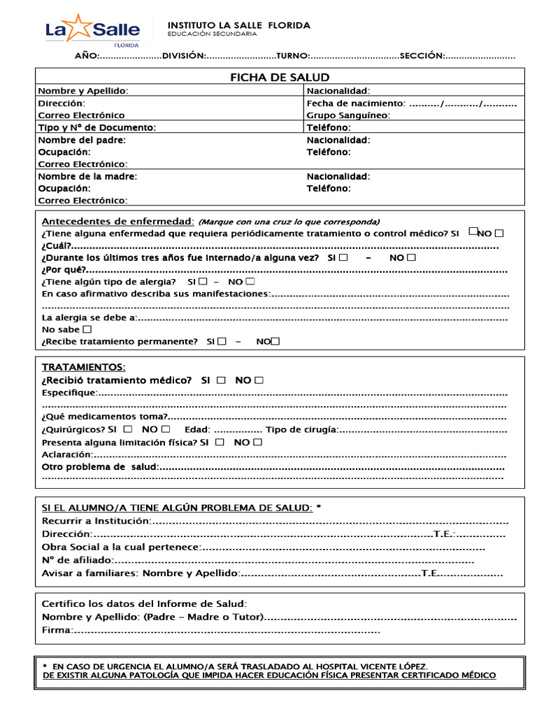 Ficha de Salud | PDF