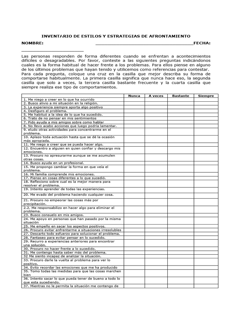 Inventario Estilos y Estrategias de Afrontamiento | PDF