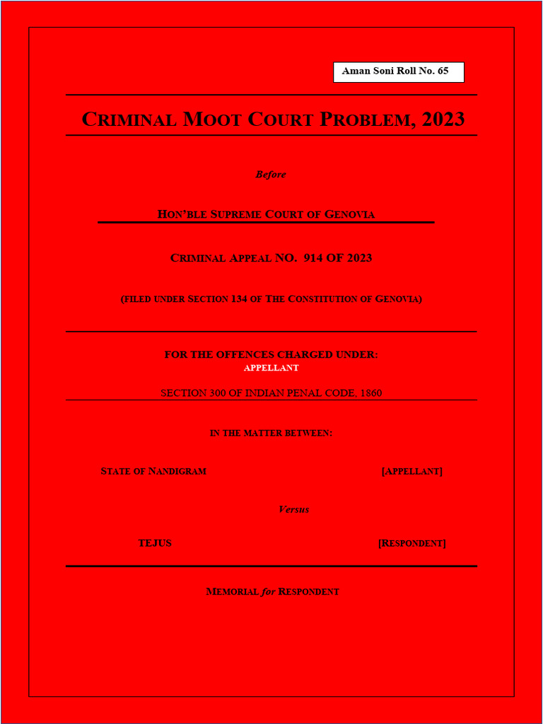 B-37 Criminal Moot Memorial | PDF