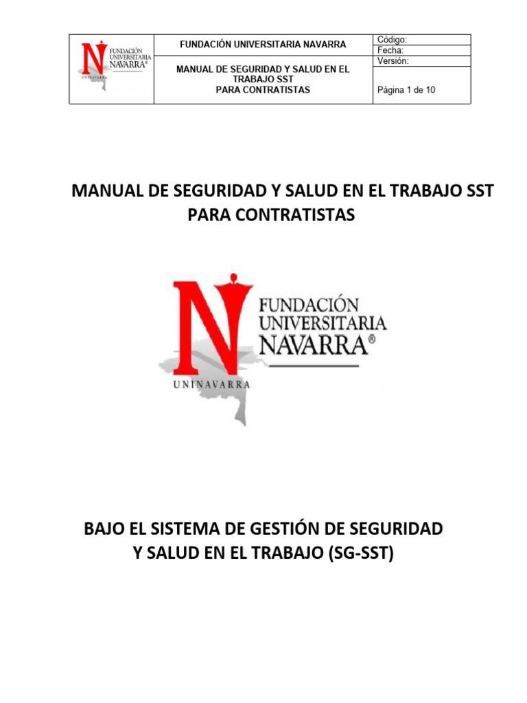 Manual de SST para Contratistas | PDF | Outsourcing