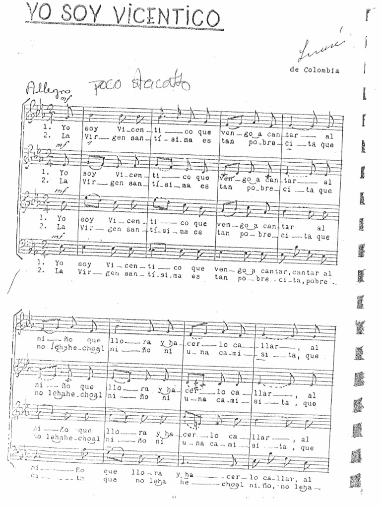 PARTITURA - Yo Soy Vicentico | PDF