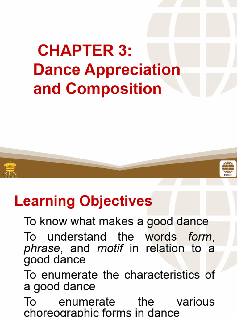 3 Dance Appreciation and Composition | PDF | Dances | Choreography