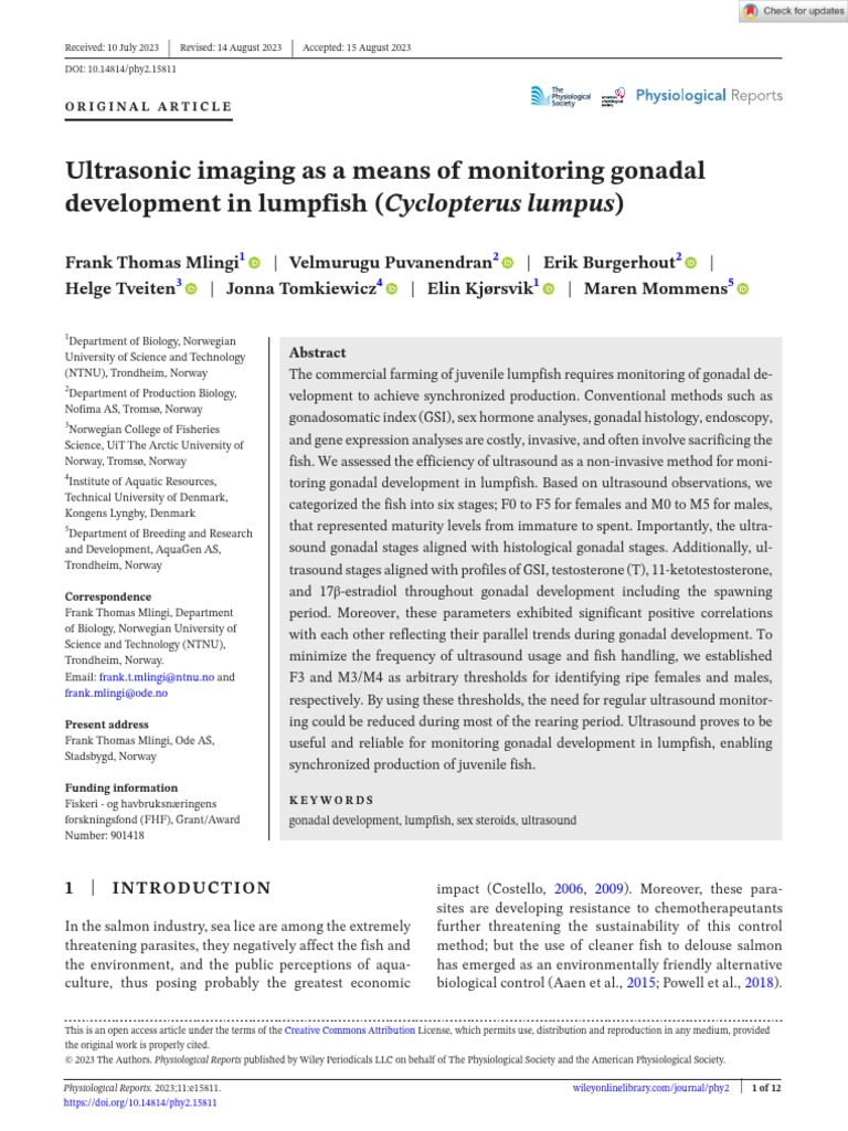 Physiological Reports - 2023 - Mlingi - Ultrasonic Imaging As A Means ...