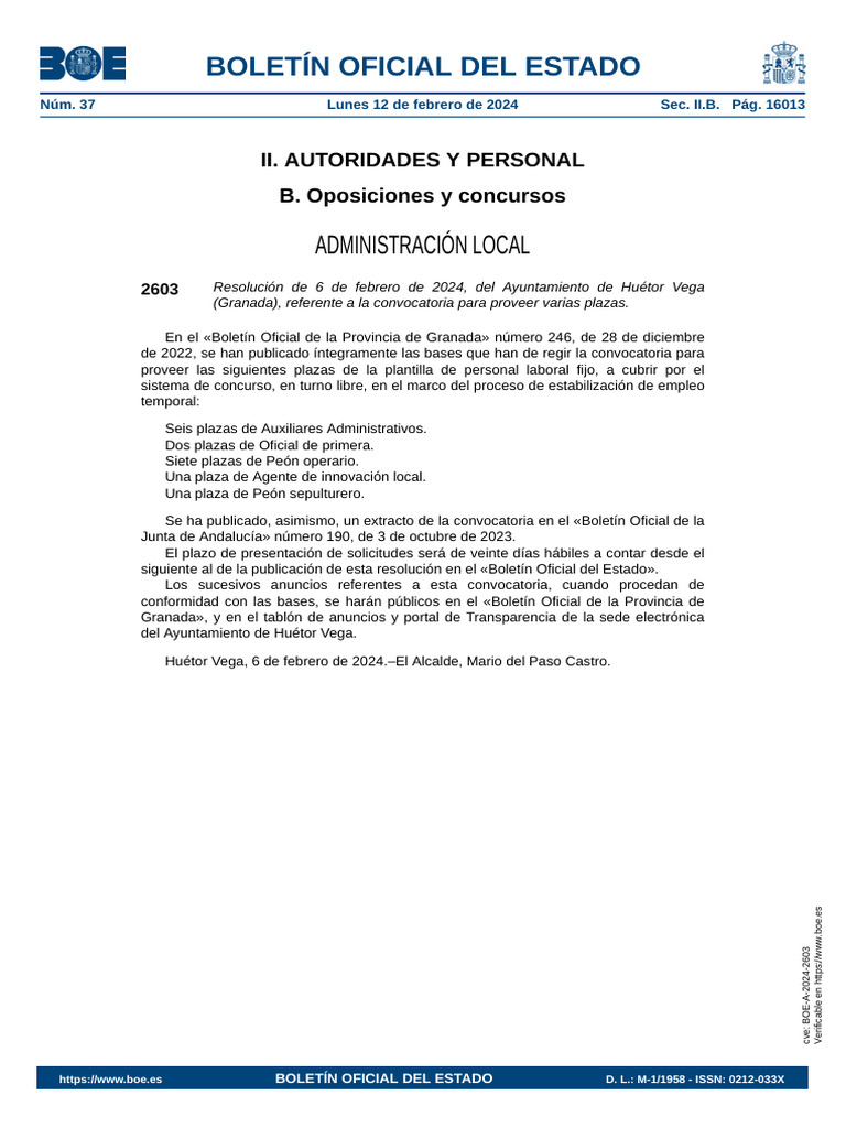 BOE-A-2024-2603 | PDF | Gobierno