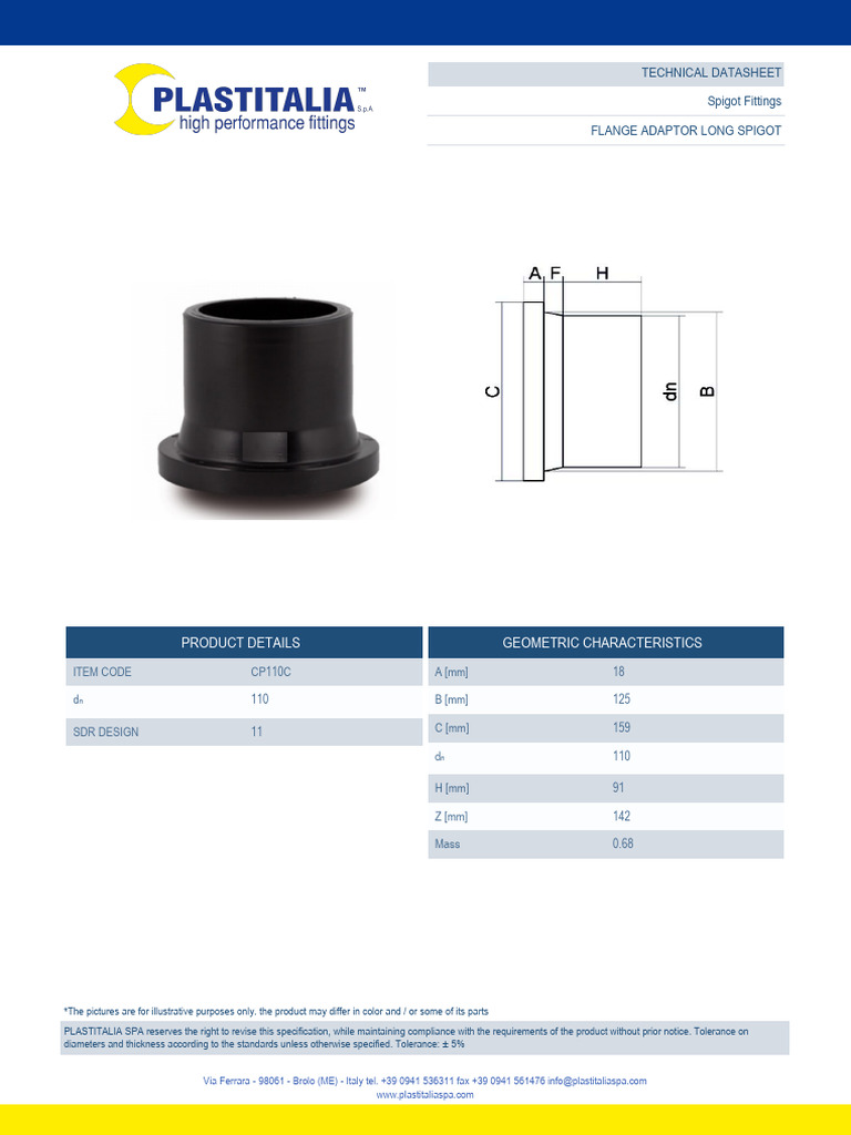 Flange Adaptor Long Spigot Datasheet | PDF