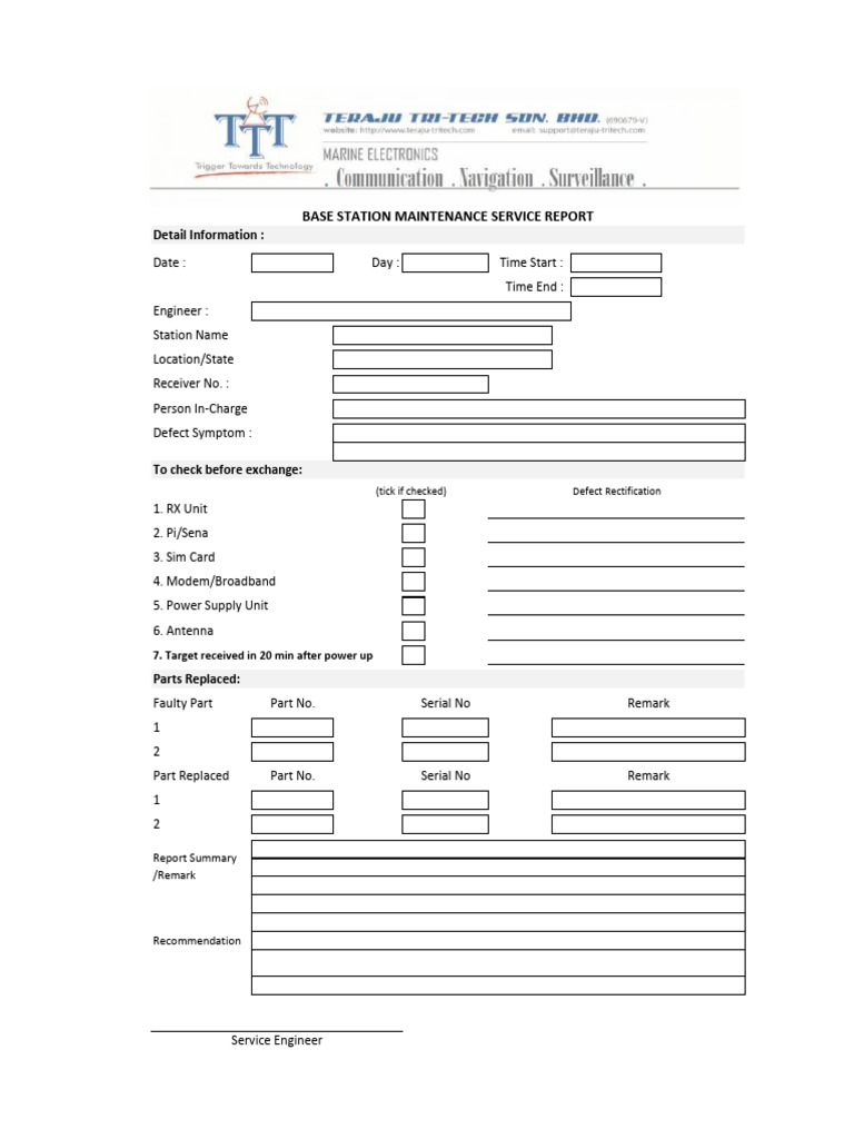 BS Service Report Form | PDF