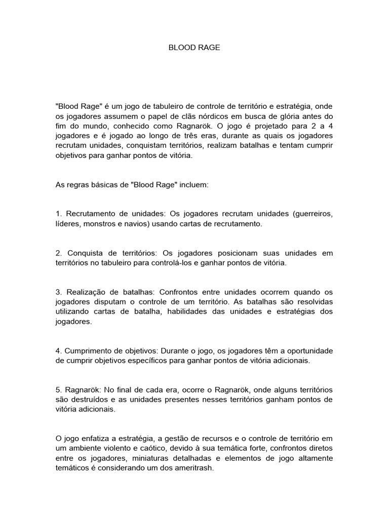 Blood Rage - Trab Bianca | PDF