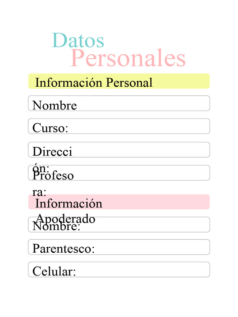 Formulario de Datos Personales 2024 | PDF