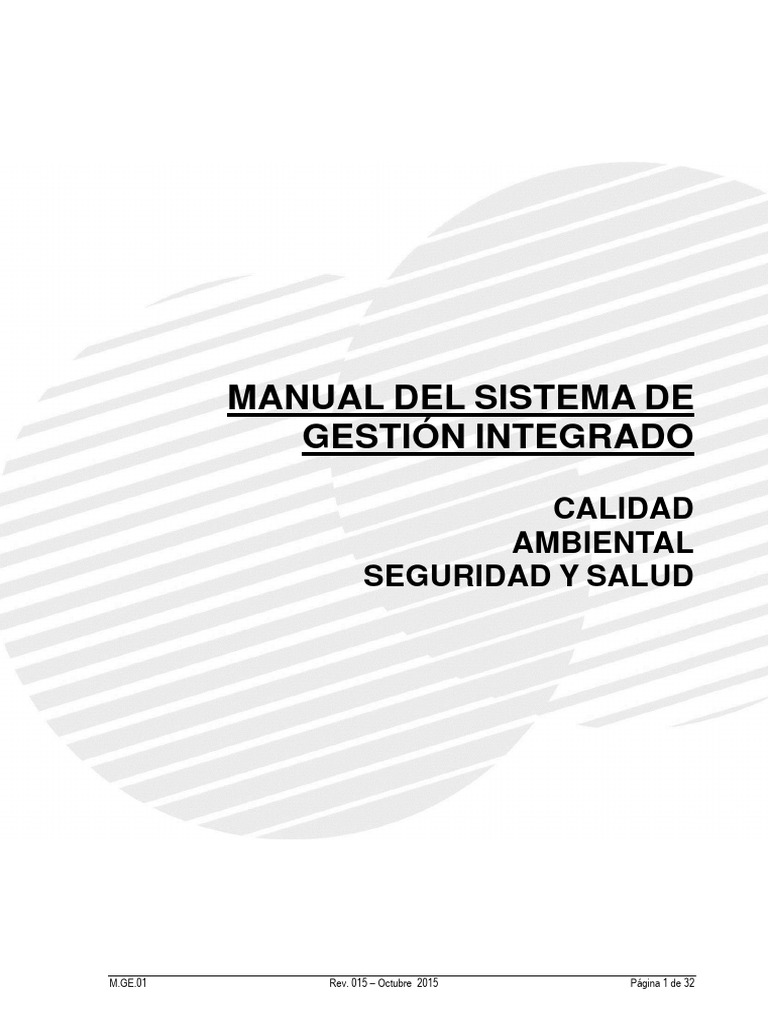 .01 Manual Del SGI (Rev 15) | PDF | Calidad (comercial) | Planificación
