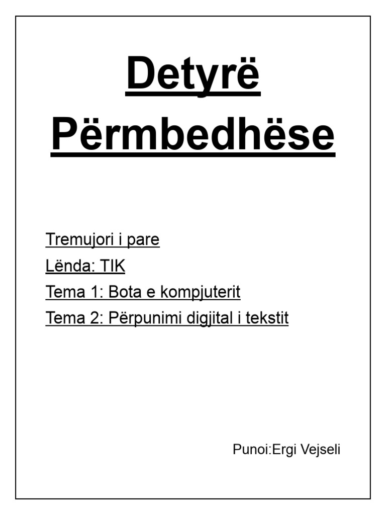 Detyrë Përmbledhëse TIK 5 | PDF