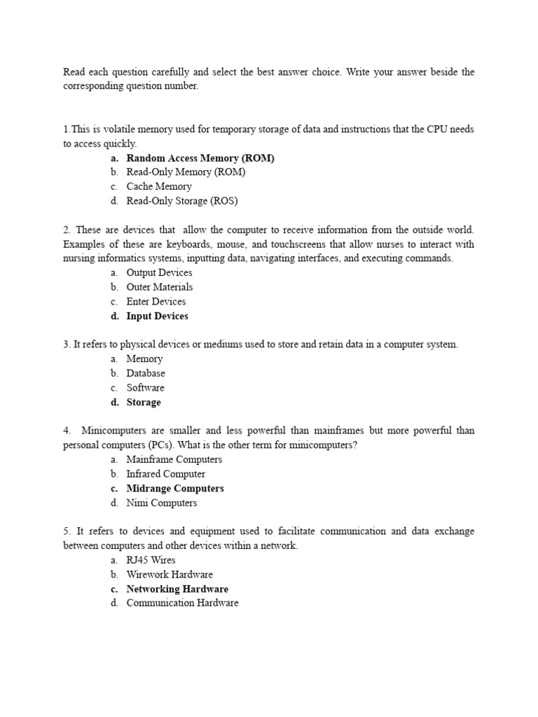 Ni Quiz Computer System | Download Free PDF | Computer Data Storage | Computer Programming