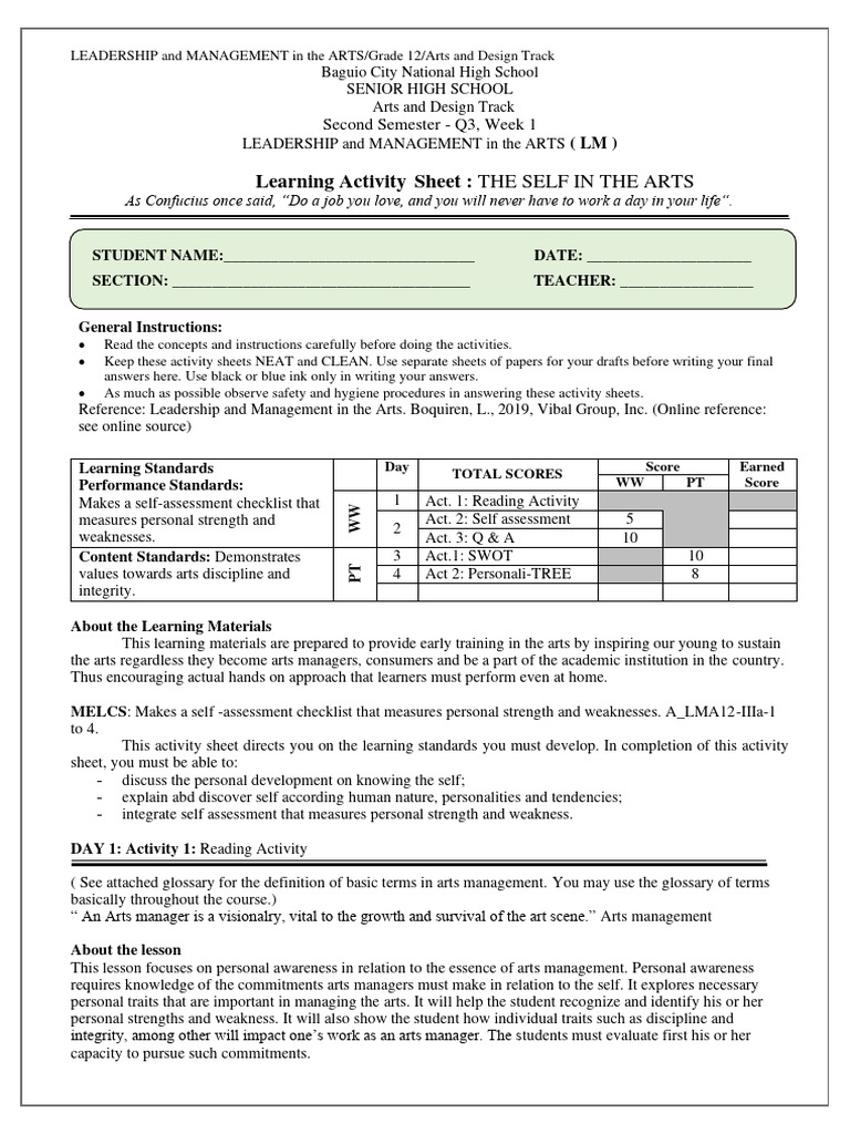 Q3 W1 Leadership-and-Management learning-Activity-Sheet 1 Self ...