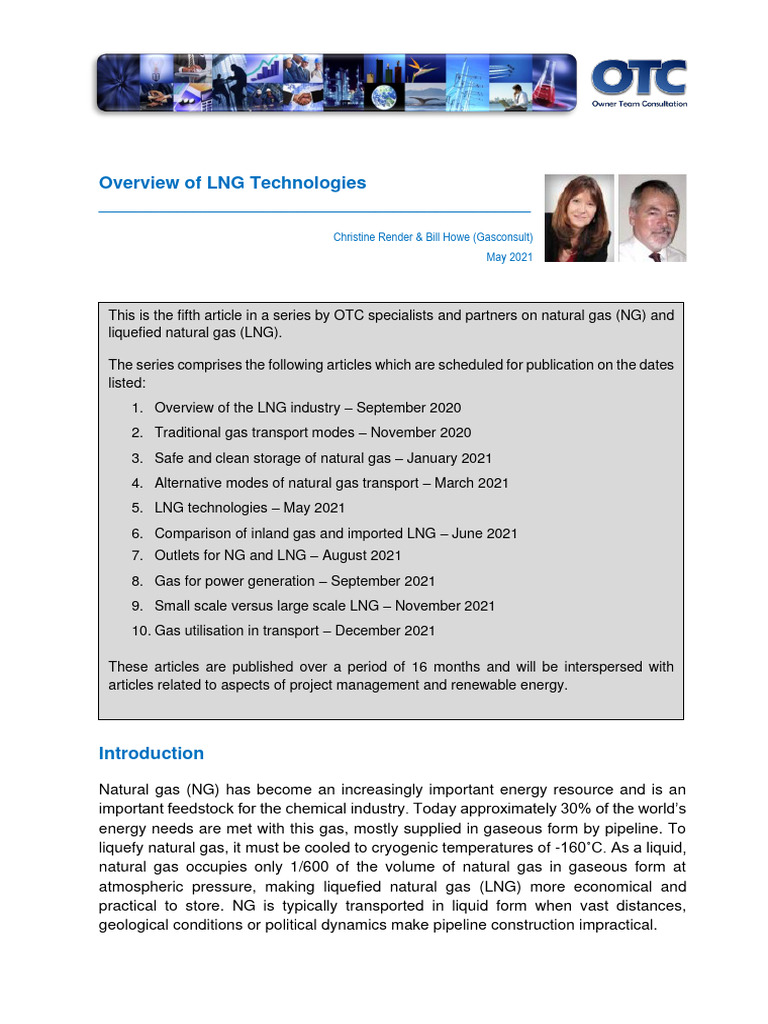 Overview of LNG Technologies | PDF | Liquefied Natural Gas | Natural Gas
